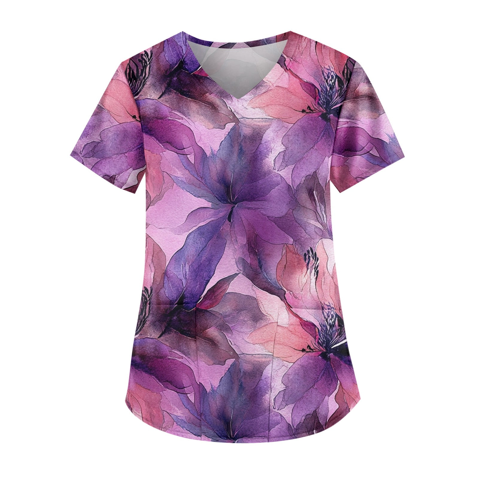 ADSSDQ Womens Nurse Uniforms Summer Stretch Breathable Print Scrub Tops ...