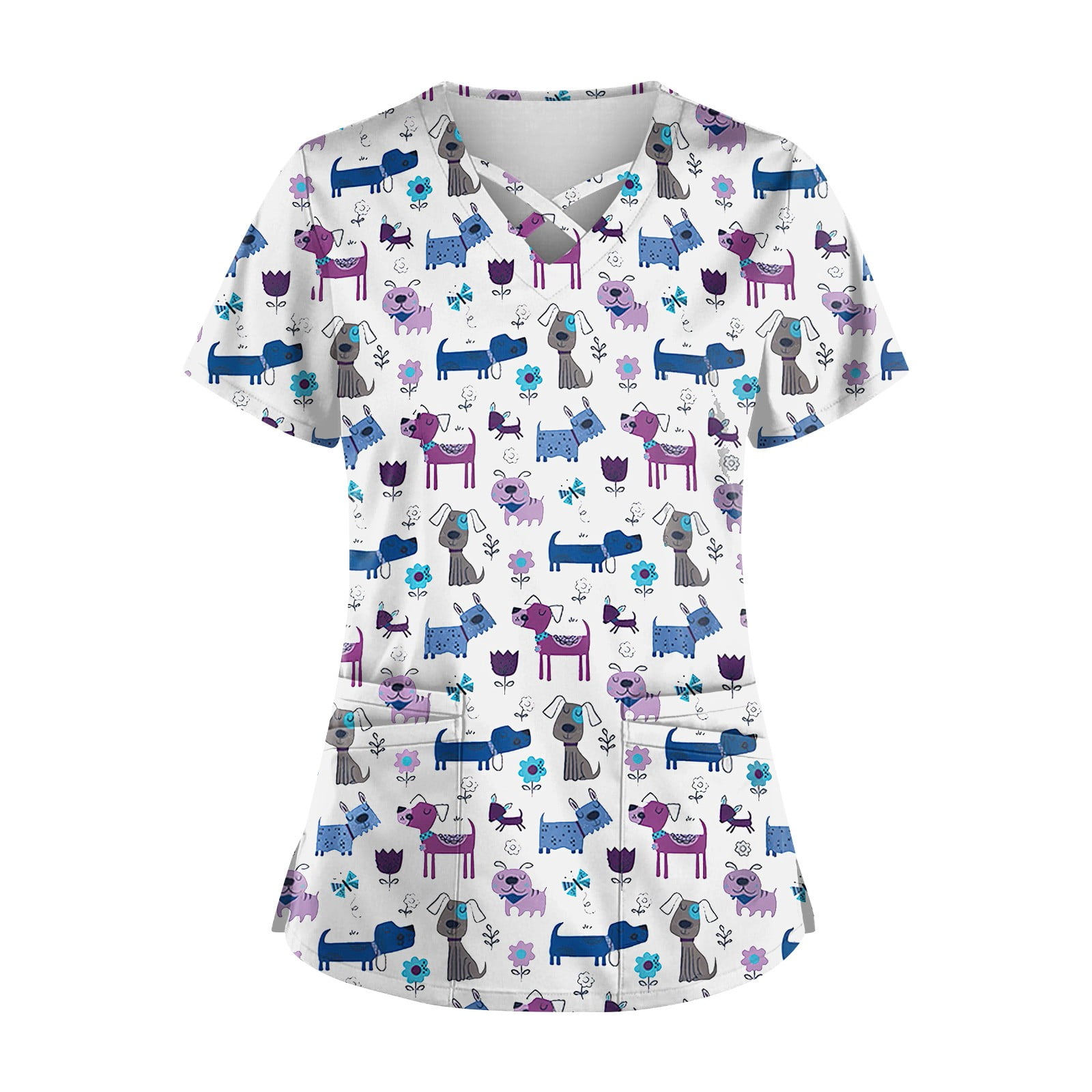 ADSSDQ Womens Scrub Tops Cool Breathable Fabric Working Nurse Uniforms ...