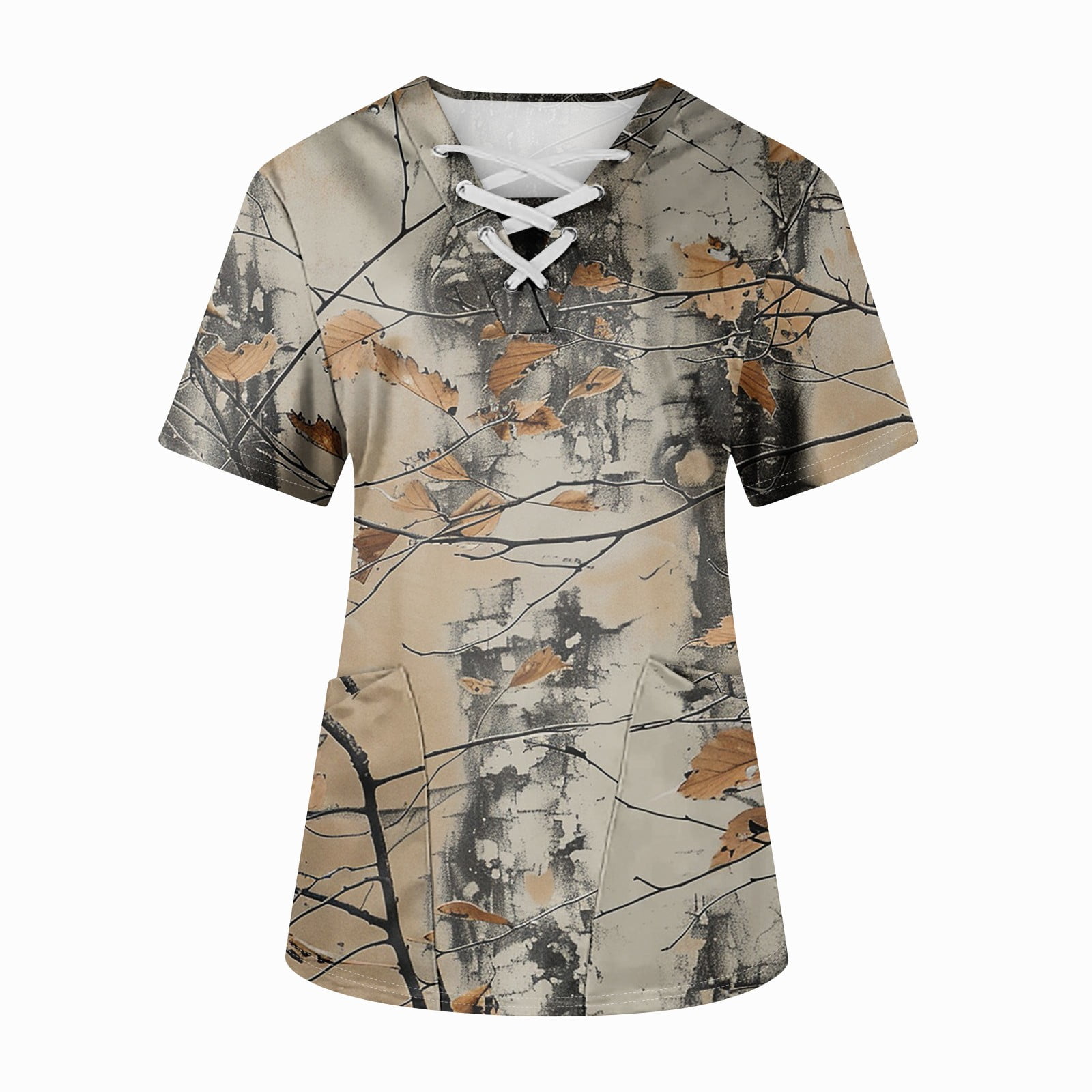 ADSSDQ Womens Scrub Tops Plus Size Stretchy Nurse Working Uniform V ...