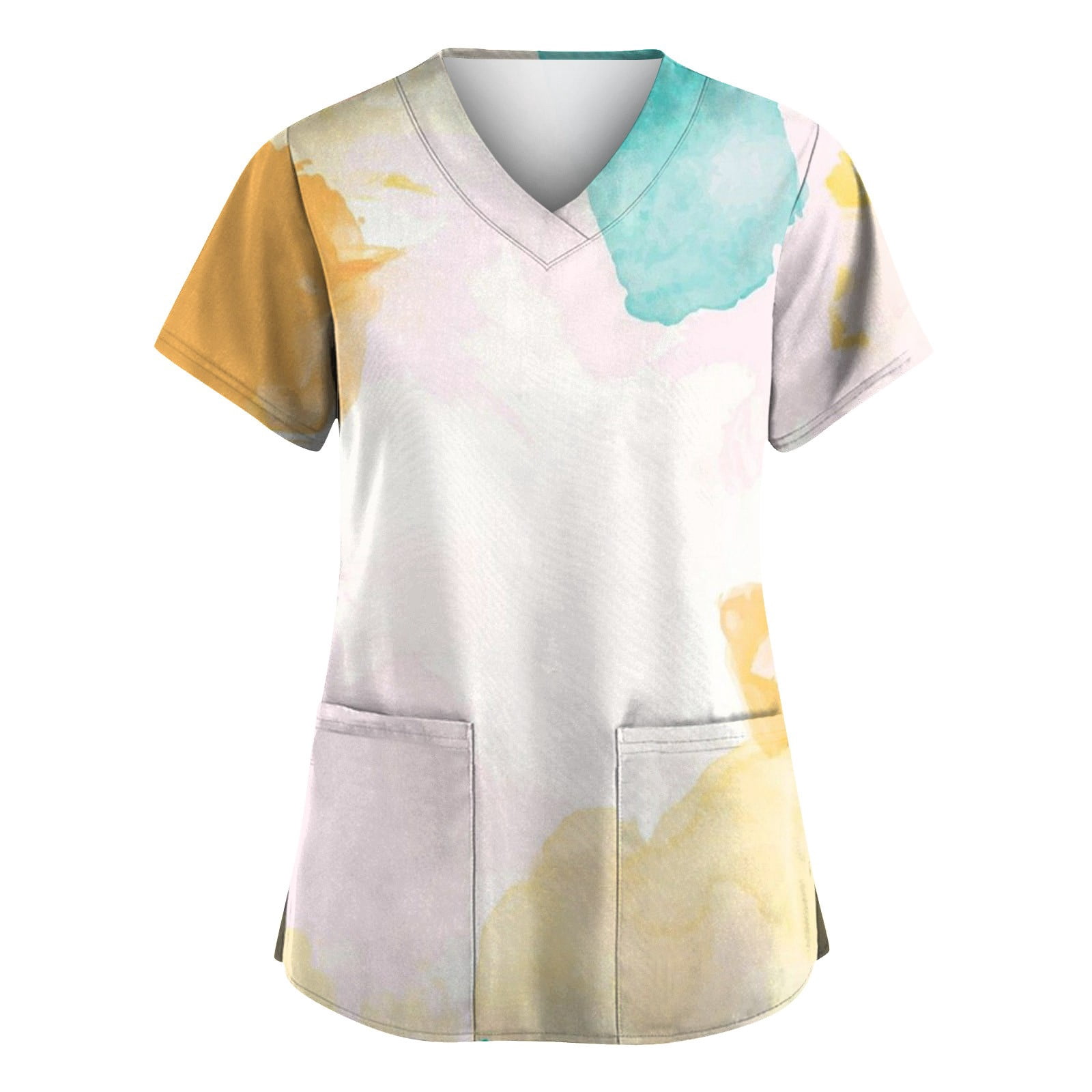 ADSSDQ Womens Scrubs Top Medical Workwear V Neck Graphic Floral Print ...
