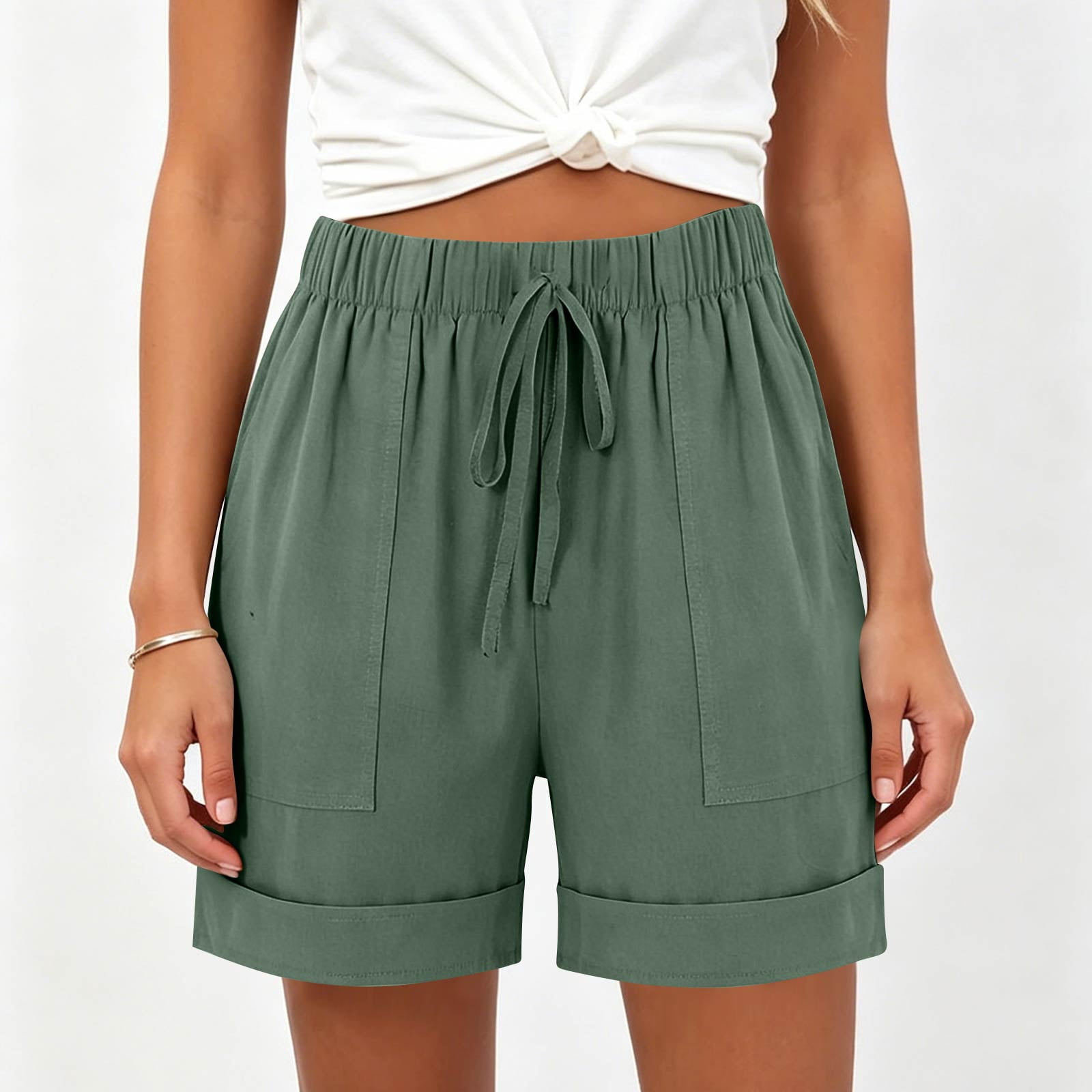 ADSSDQ Womens Summer Shorts with Pockets High Waisted Wide Leg Cute ...