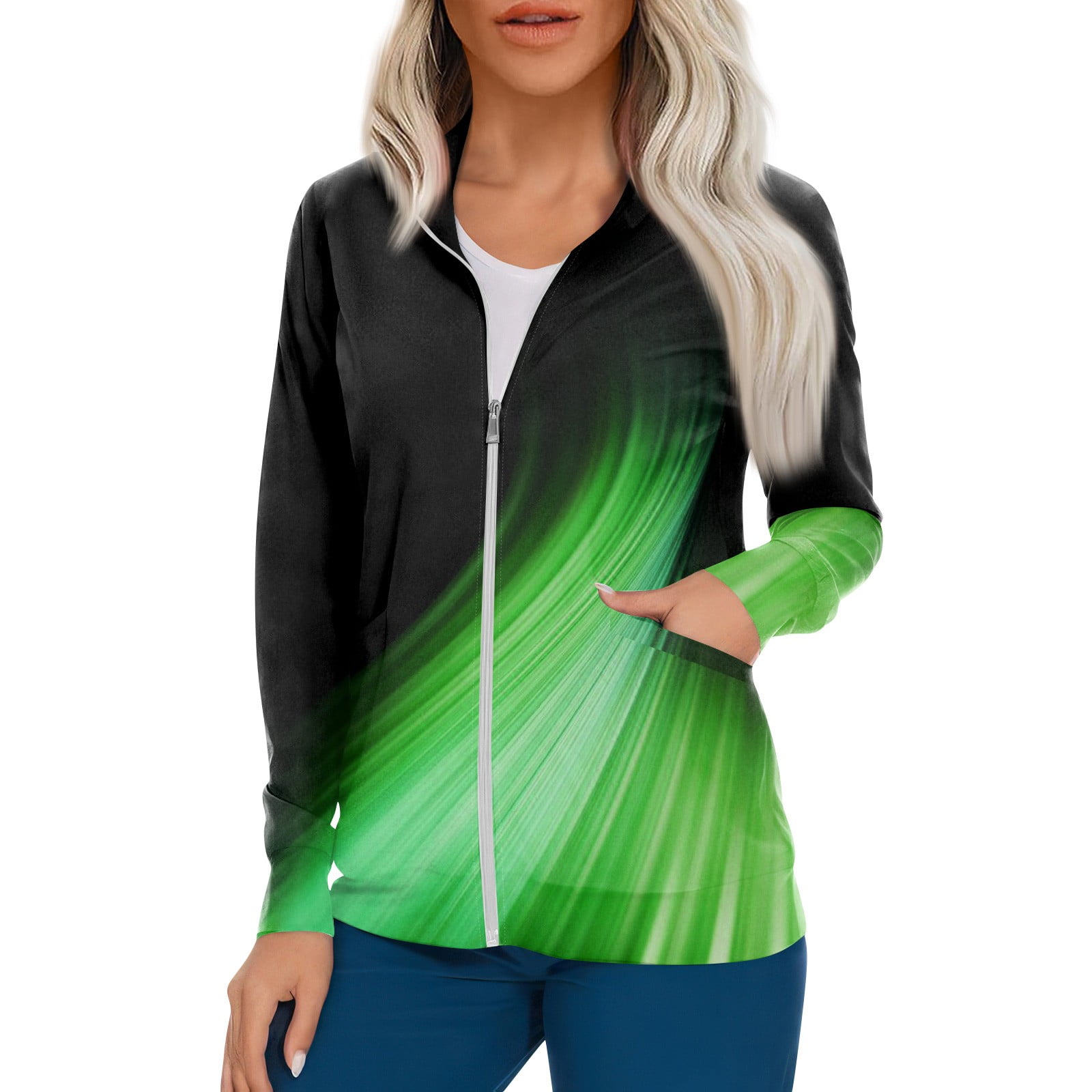ADSSDQ Zip Up Scrub Jackets for Woman Long Sleeve Cardigan Scrubs Tops ...