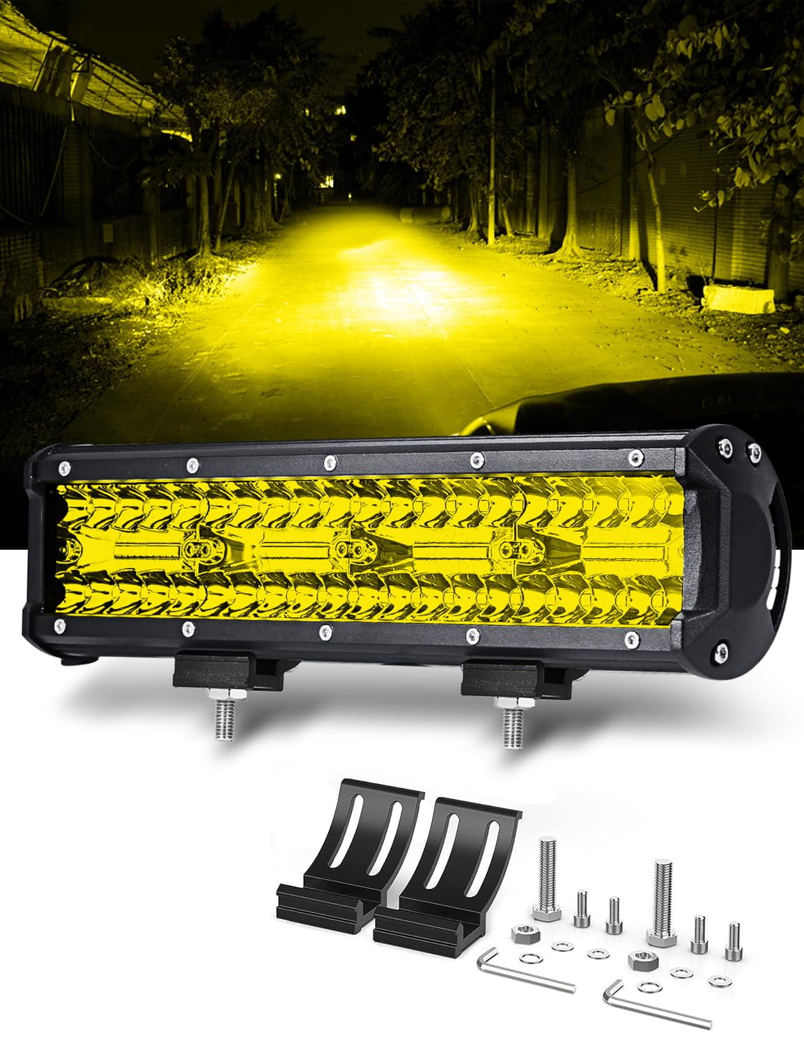 ADTOPI 12 Inch Yellow DHF10 Fog Lights 240W 24000LM Yellow LED Light ...