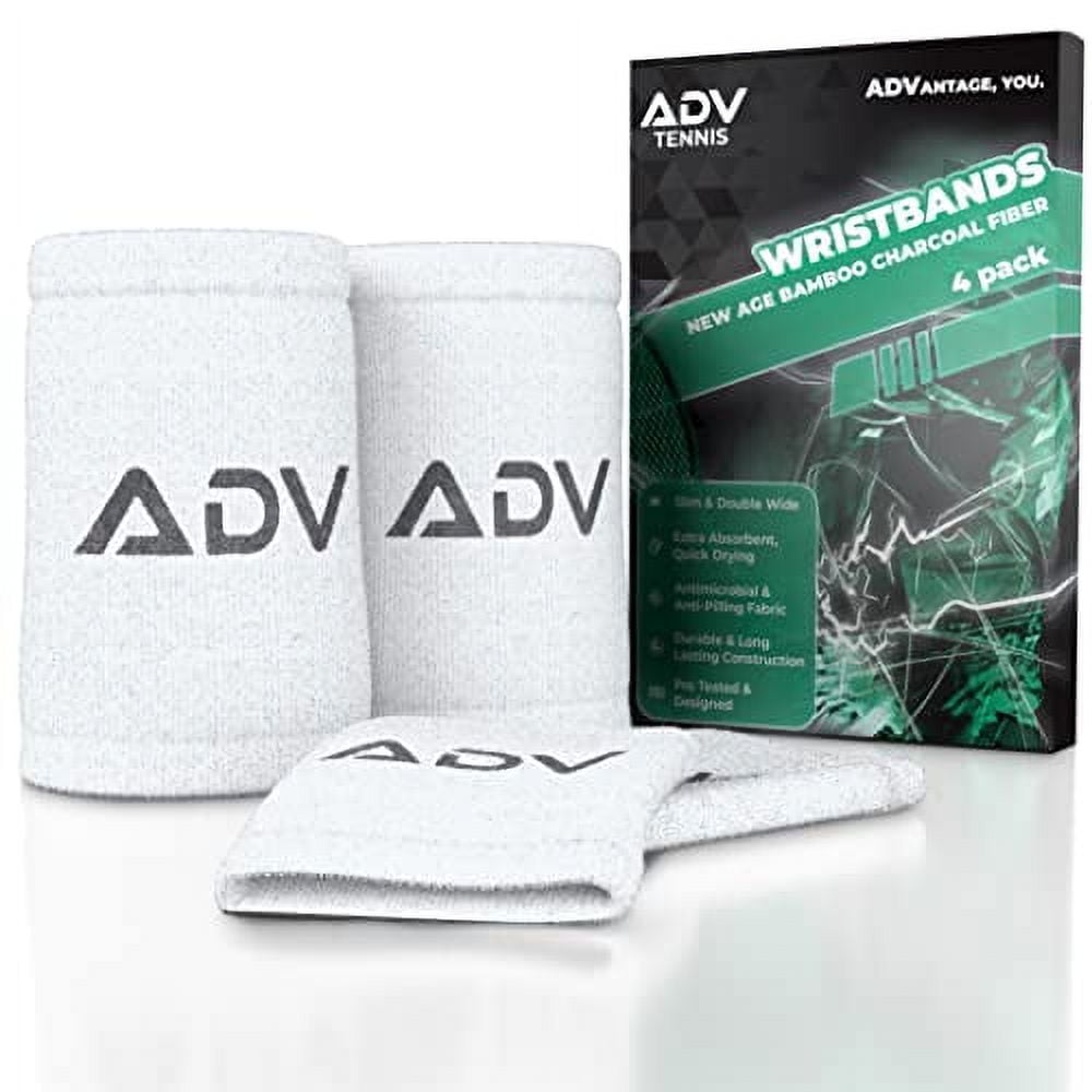 ADV Bamboo Charcoal Tennis Wristbands, Ultra Absorbent, Double Wide ...