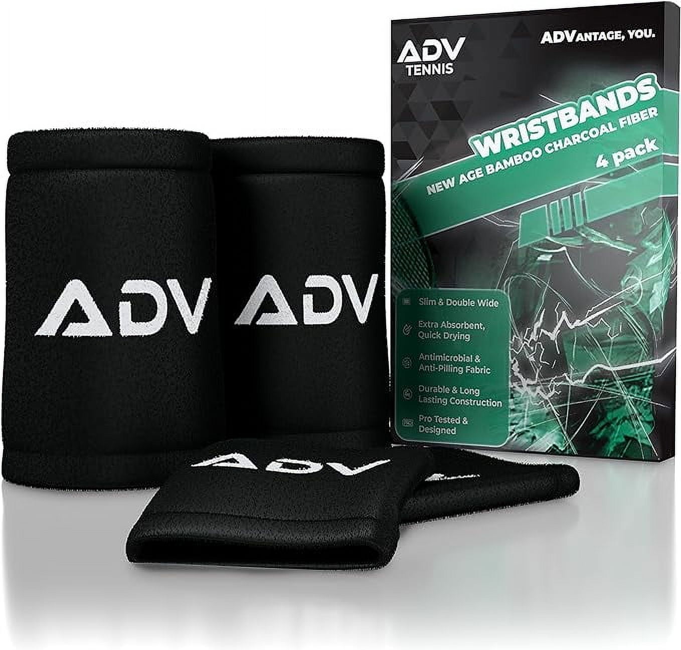 ADV Bamboo Charcoal Tennis Wristbands - Ultra Absorbent, Doublewide ...
