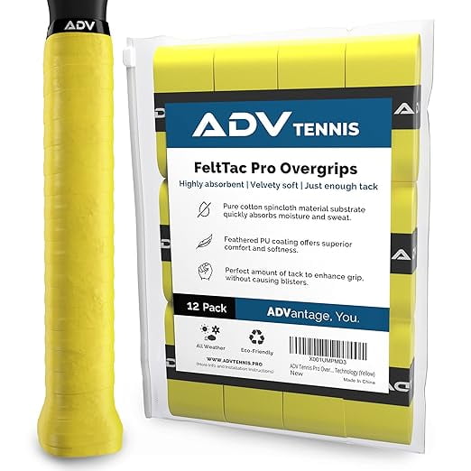 ADV Dry Tennis Overgrip Tape - 12-Pack - FeltTac Tennis Racket Grip ...
