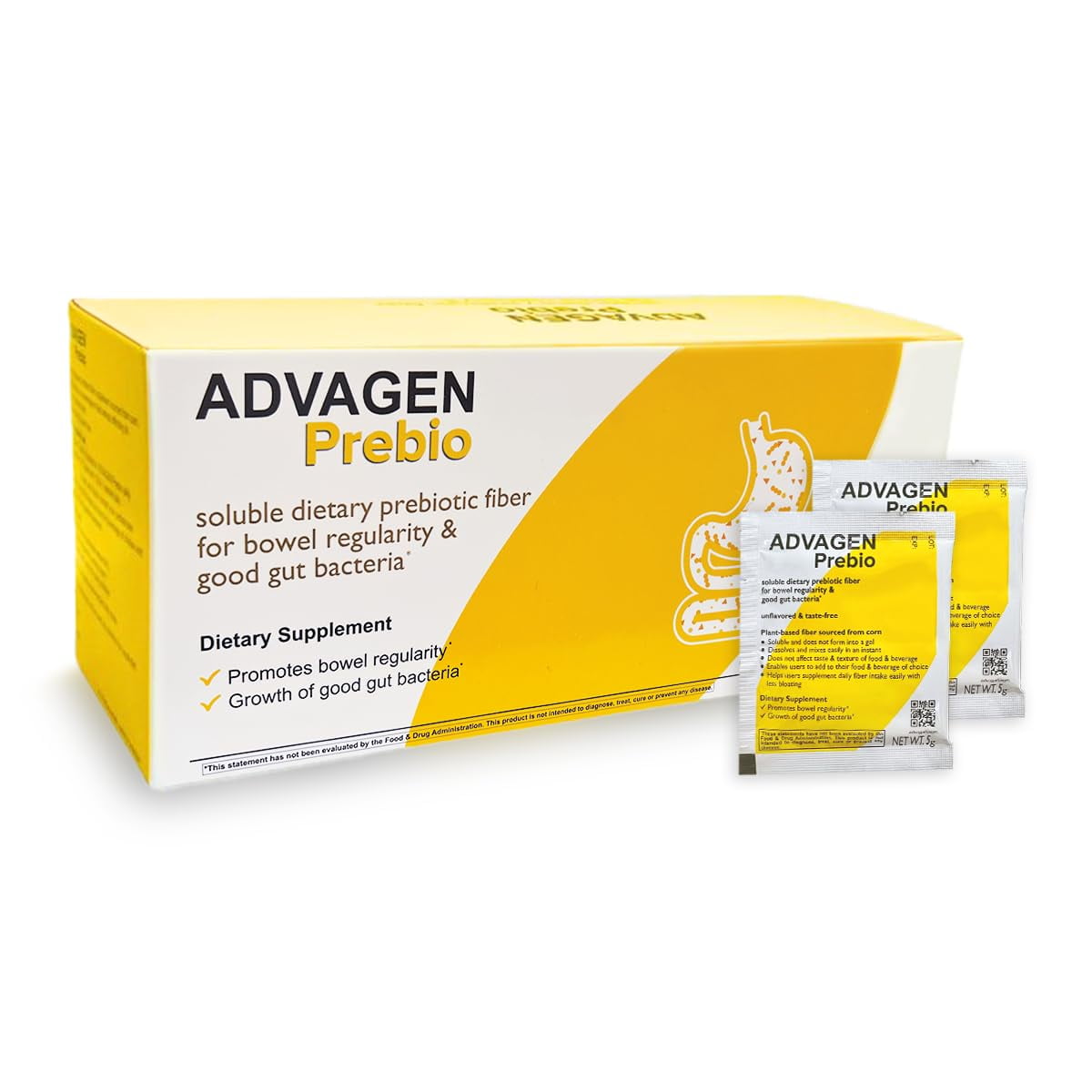 ADVAGEN Prebio Fiber Supplement Powder Unflavored - Soluble Prebiotic ...