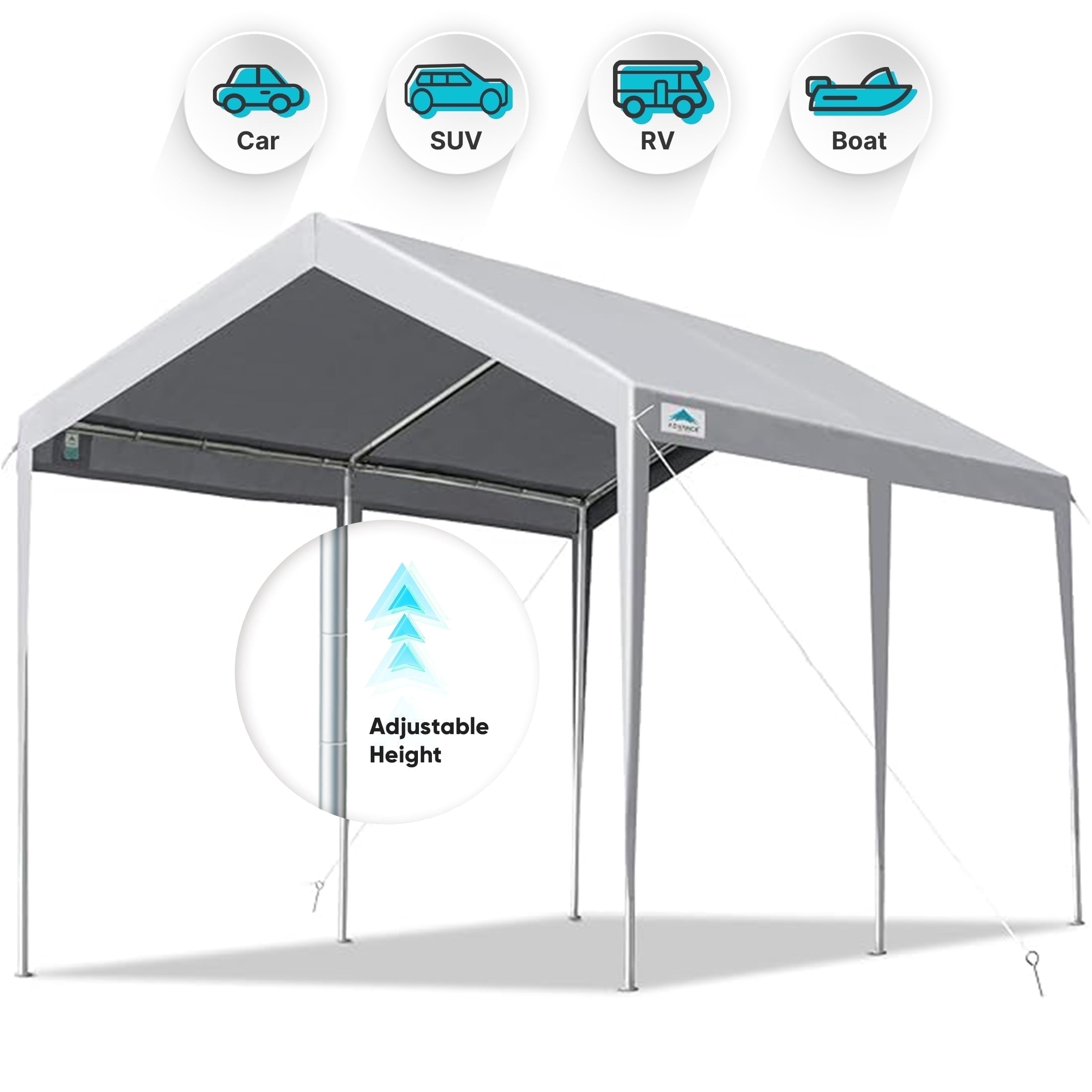 ADVANCE OUTDOOR 10x20 ft Heavy Duty Portable Canopy Carports ...