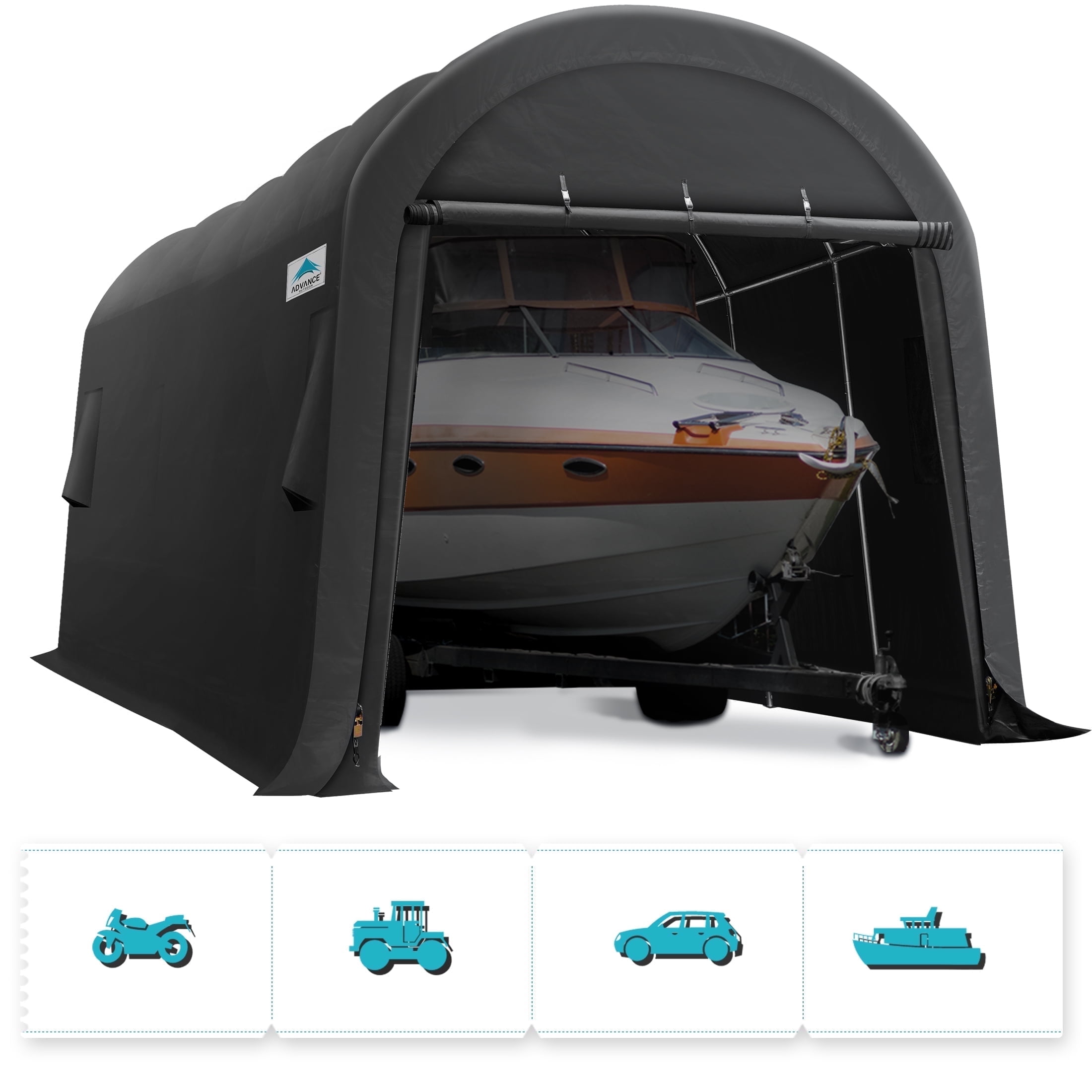 ADVANCE OUTDOOR 10x20 ft Heavy Duty Carport Outdoor Patio Round Roof ...