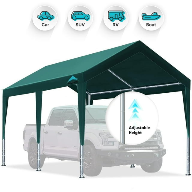 ADVANCE OUTDOOR 10x20FT Heavy-Duty Carport Canopy with 4 Height ...
