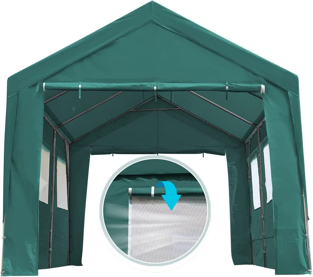 ADVANCE OUTDOOR 12x20 ft Heavy Duty Carport with Roll-up Ventilated ...