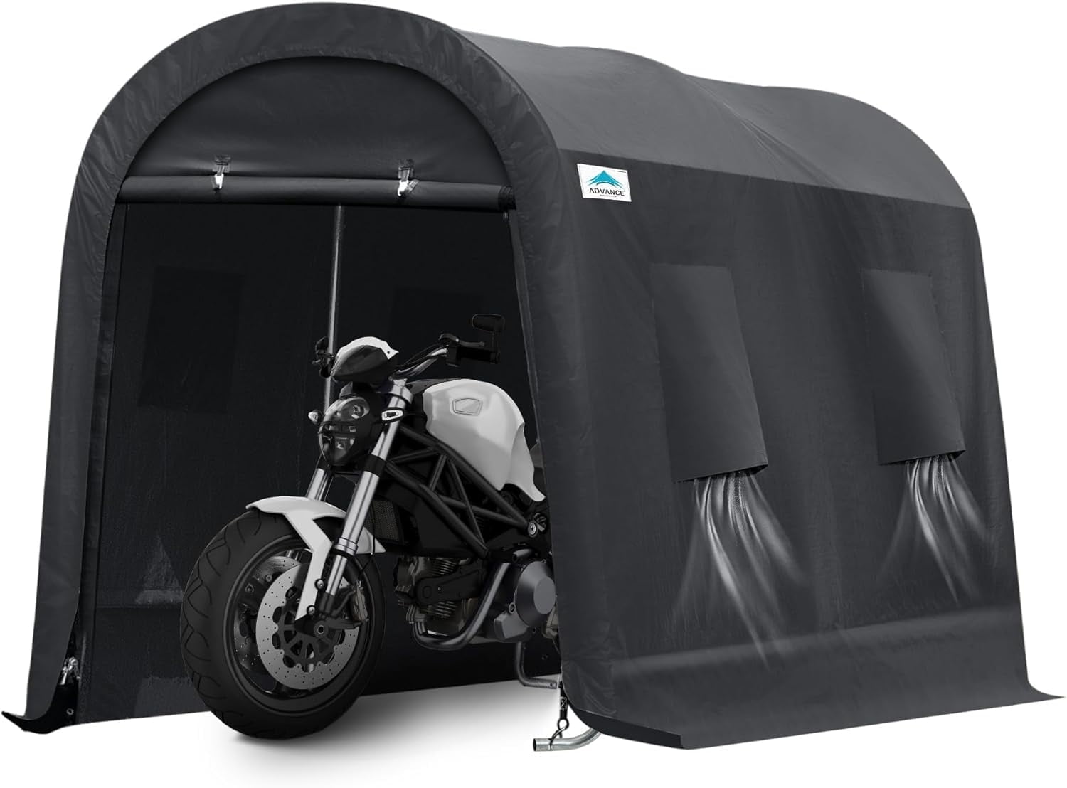 ADVANCE OUTDOOR 7x12 ft Shelter Storage Shed Steel Metal Round Peak ...