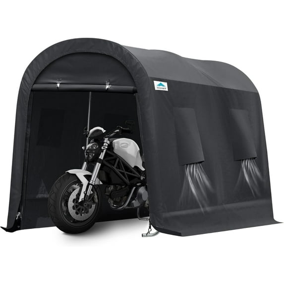 ADVANCE OUTDOOR 7x12 ft Shelter Storage Shed Steel Metal Round Peak ...