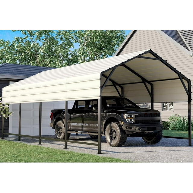 ADVANCE OUTDOOR Metal Roof Carport Kits 10x20 Heavy Duty Steel Car ...