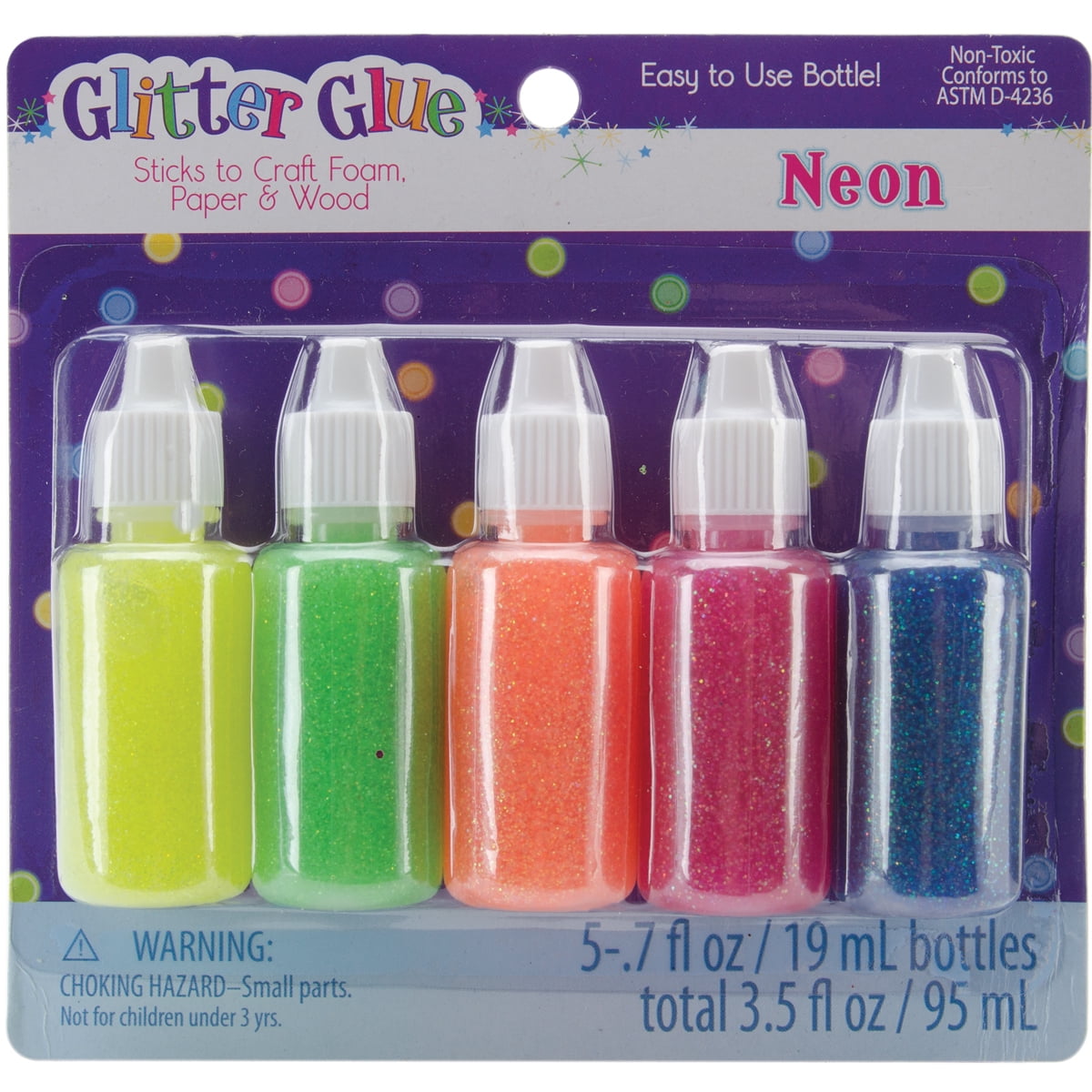 Glitter Glue .7oz 5/Pkg-Neon - Walmart.com