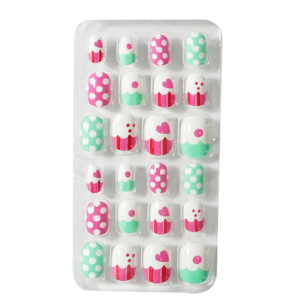 Tssuoun 1 Kit Children Nails Medium Length Files Matte Press on Stick ...