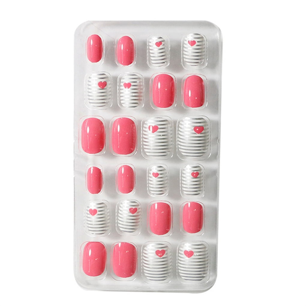 Tssuoun 1 Kit Children Nails Medium Length Files Matte Press on Stick ...