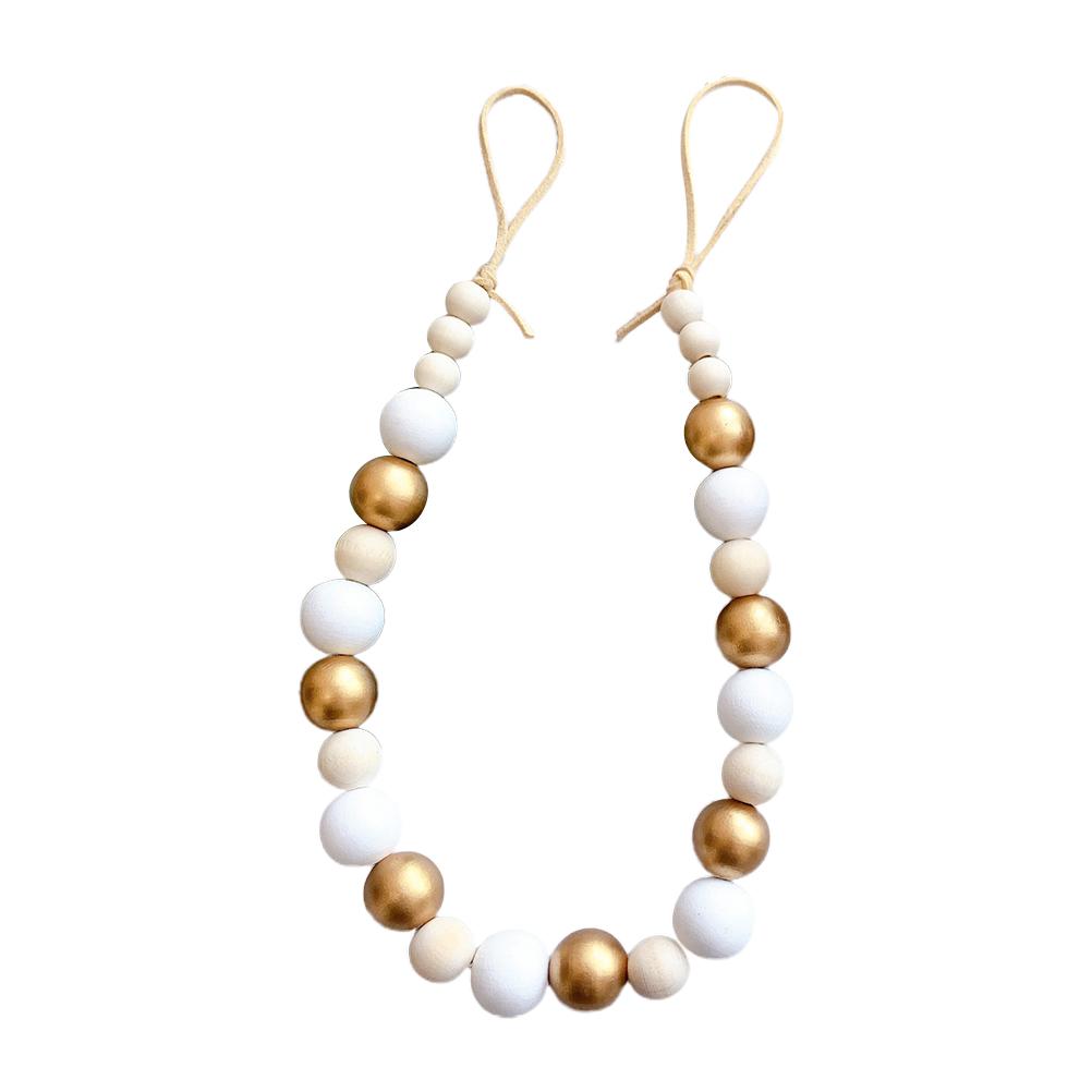 Tssuoun 2 Pcs DIY Curtain Tiebacks Wooden Beads Curtain Holdbacks Boho ...