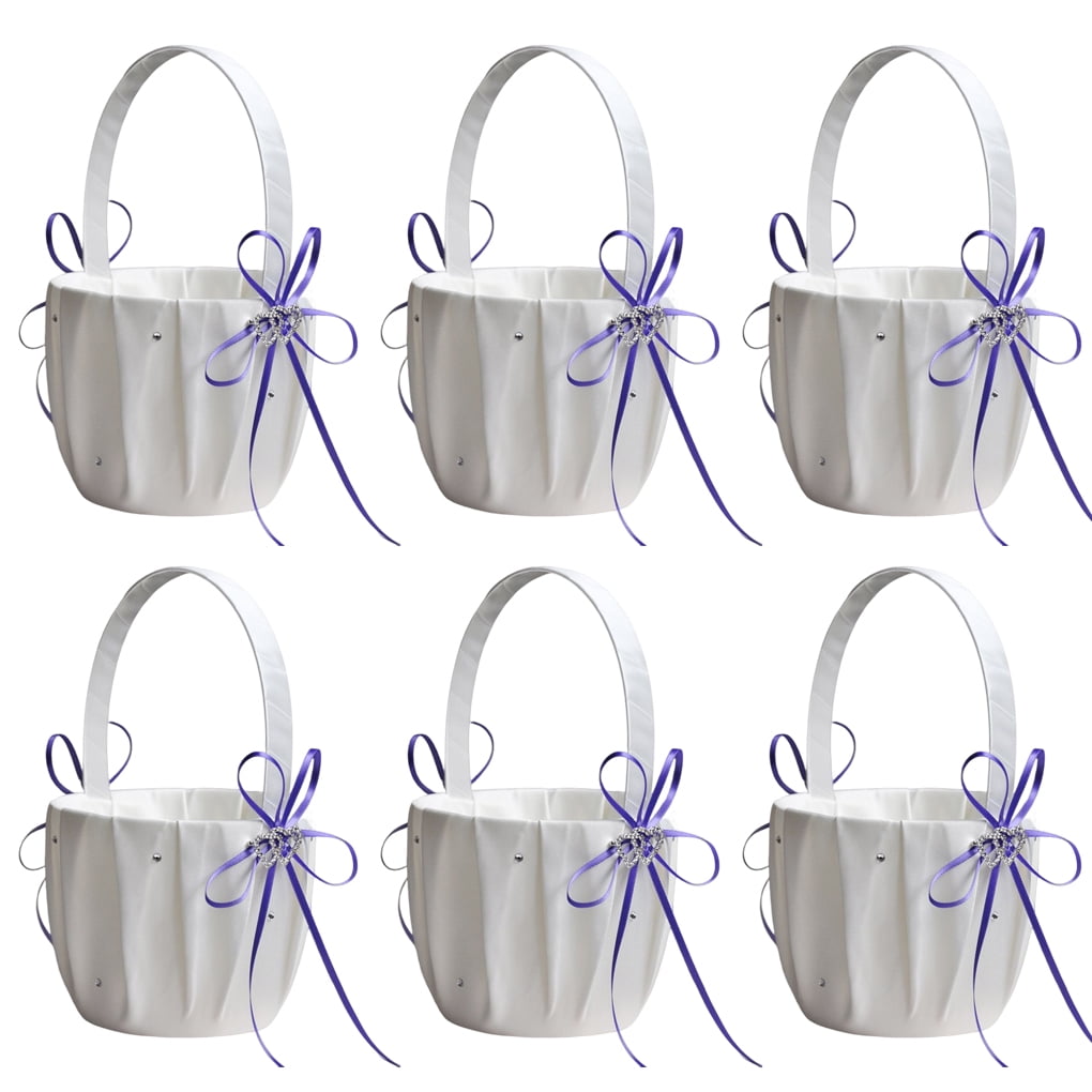 ADVEN 6PCS Romantic Wedding Baskets, Bow Heart Rhinestone Decor Wedding ...