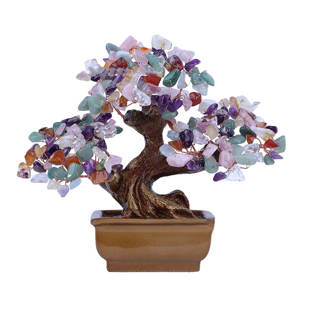 ADVEN Crystal Bonsai Decor Exquisite Colorful Stone Tree Decoration ...