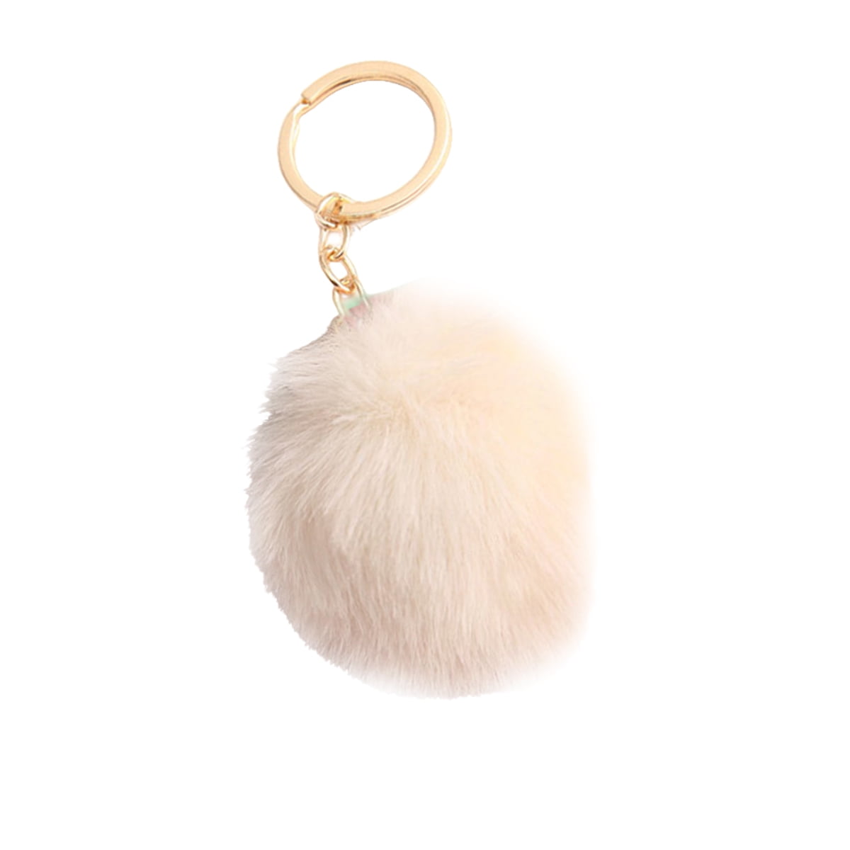 Tssuoun Lovely Fuzzy Ball Keychain Supple Comfortable Key Rings ...
