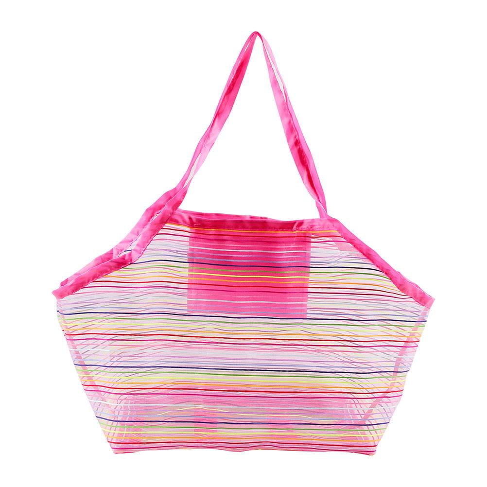 Tssuoun Mesh Beach Bag Toy Tote Bag Foldable Shell Beach Bag Backpack ...