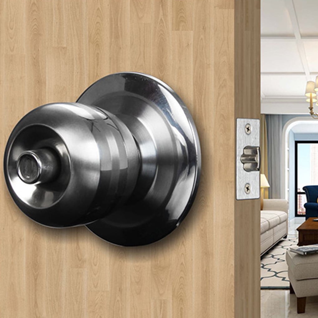 Tssuoun Round Door Handle Knobs Lock Stainless Steel Bedroom Living ...