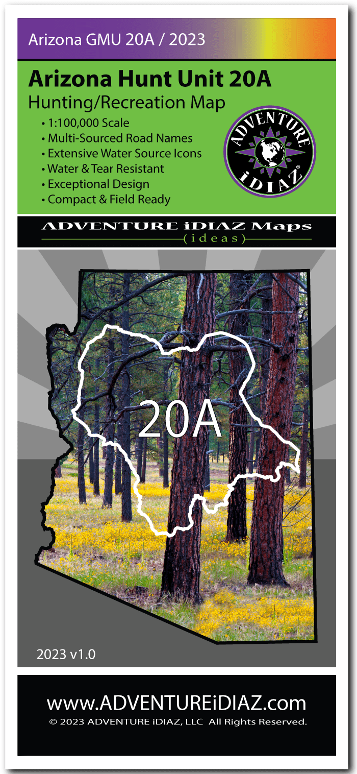 ADVENTURE IDIAZ Arizona Recreation Map - Hunt Unit 20A - Hiking, Trails ...