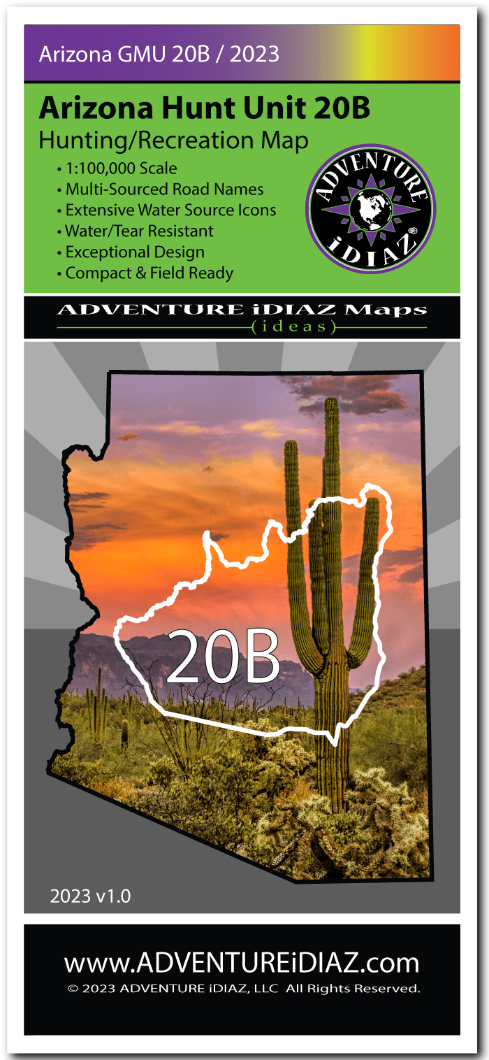 ADVENTURE iDIAZ - Arizona Hunt Unit 20B Map - Hiking, Hunting, Recreation Map - Walmart.com