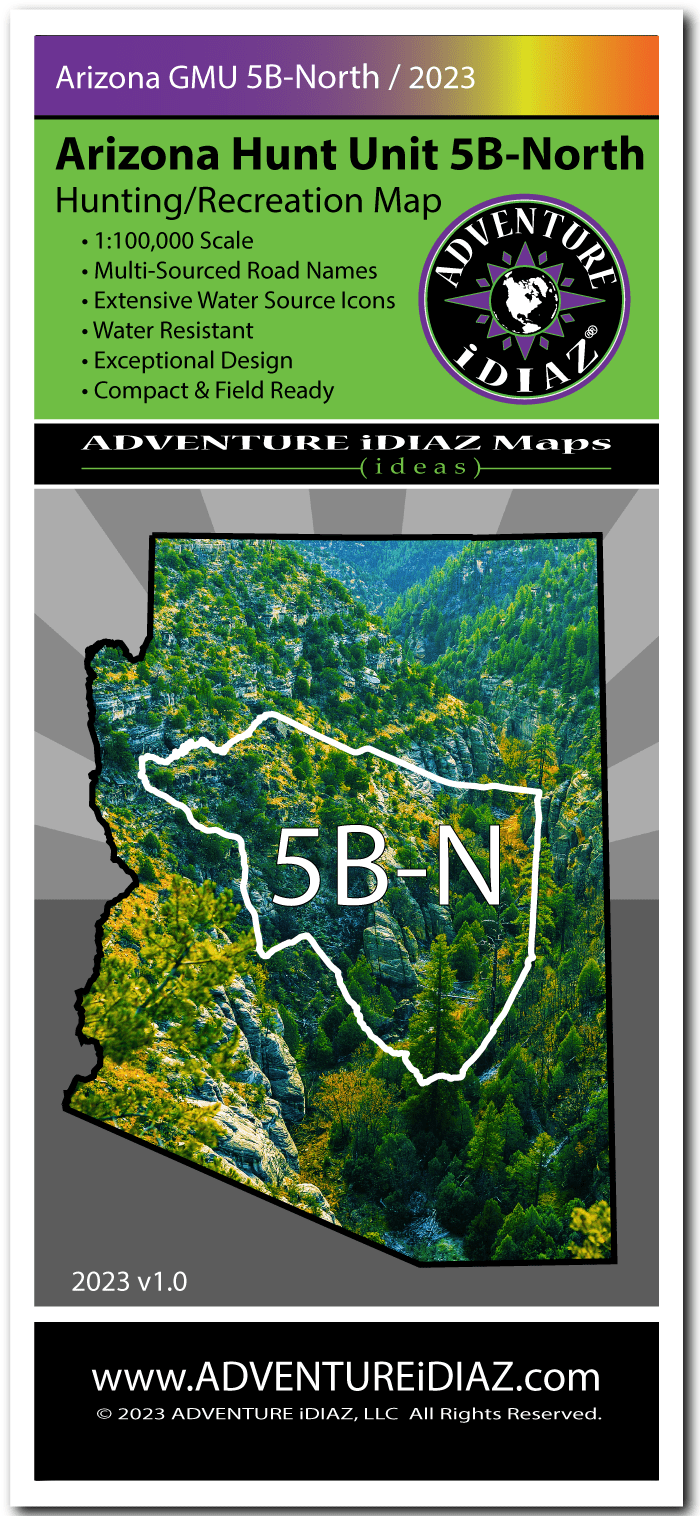 ADVENTURE iDIAZ - Arizona Hunt Unit 5B North Map - Hiking, Hunting, Recreation Map - Walmart.com