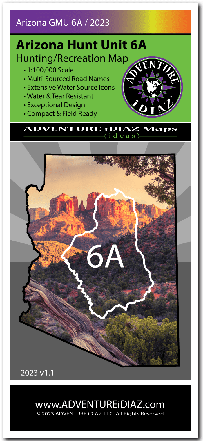 ADVENTURE IDIAZ Arizona Hunt Unit 6A Topographic Map for Hiking and Trails - Walmart.com