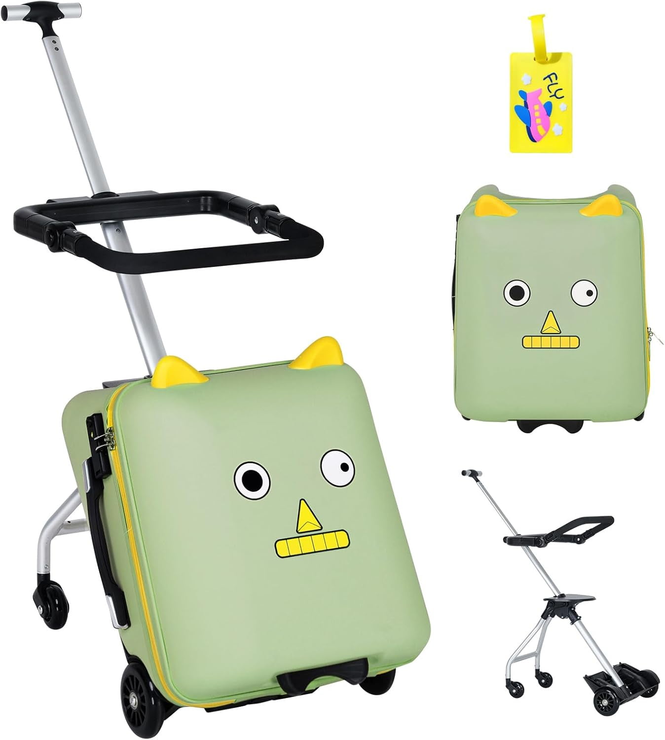 ADVWIN 2-in-1 Kids Ride on Suitcase, 20" Hardside Travel Luggage with ...