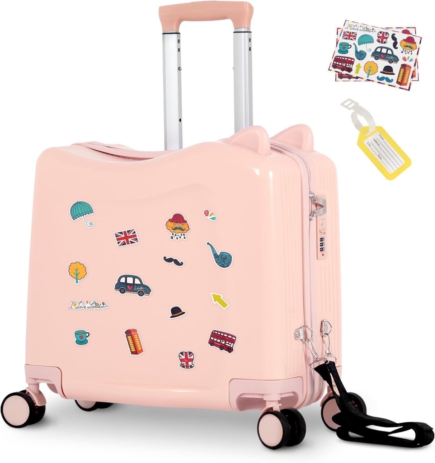 Advwin 20" Ride on Hardshell Suitcase with Spinner Wheels for Kids ...