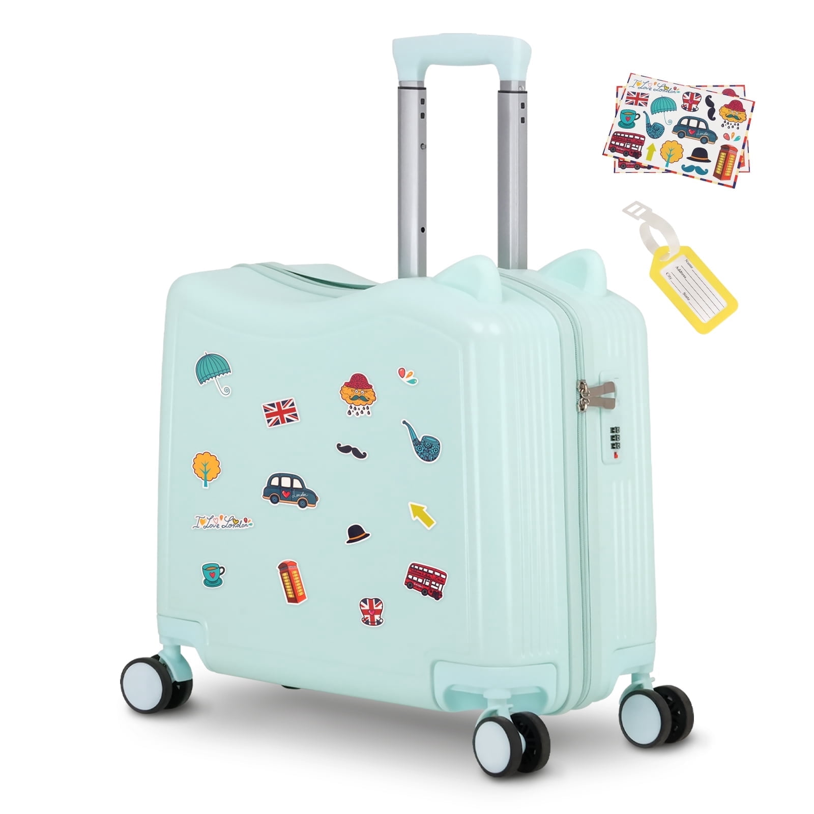 ADVWIN 20" Ride On Hardshell Suitcase with Spinner Wheels for Kids ...