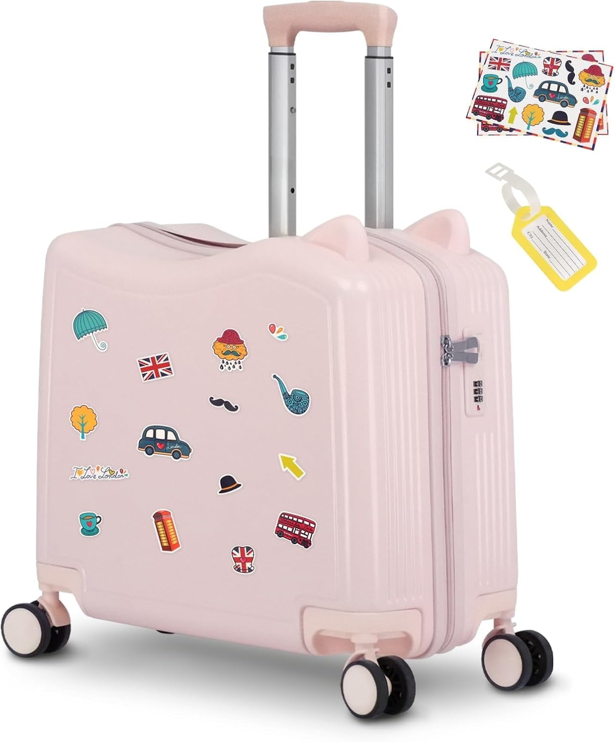 ADVWIN 20" Ride on Hardshell Suitcase with Spinner Wheels for Kids ...