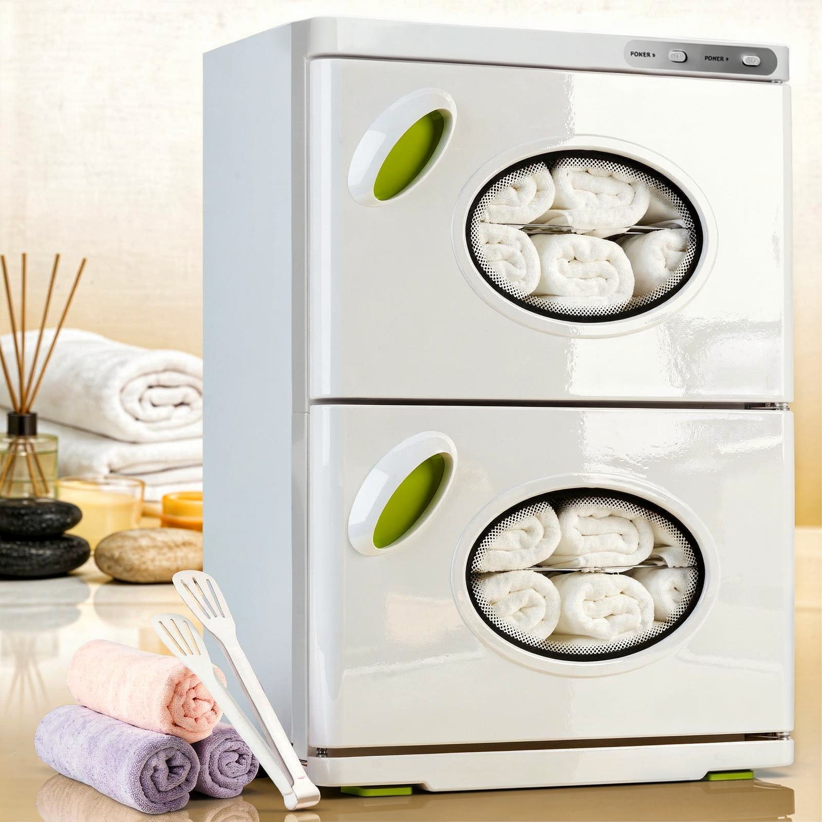 ADVWIN 46L Hot Towel Warmer Cabinet with Window, Double Cabinet Large ...