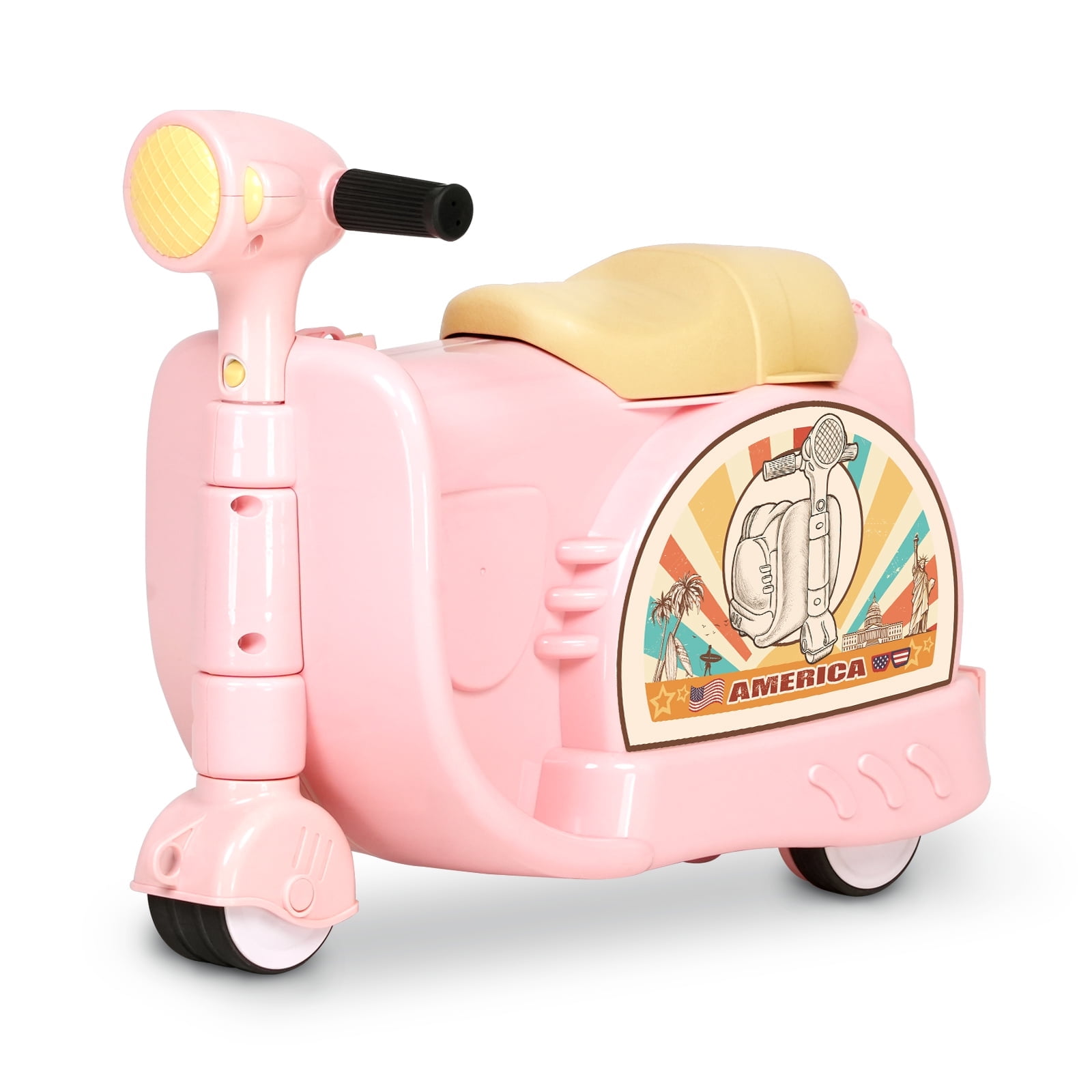 ADVWIN Ride on Suitcase for Kids, Hardshell Bike Ride-on Luggage with ...