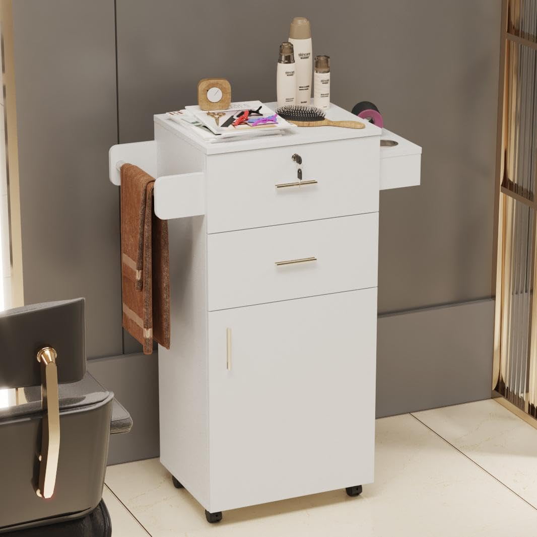 ADVWIN Salon Station Storage Cabinet with Wheels, Beauty Salon Stations ...