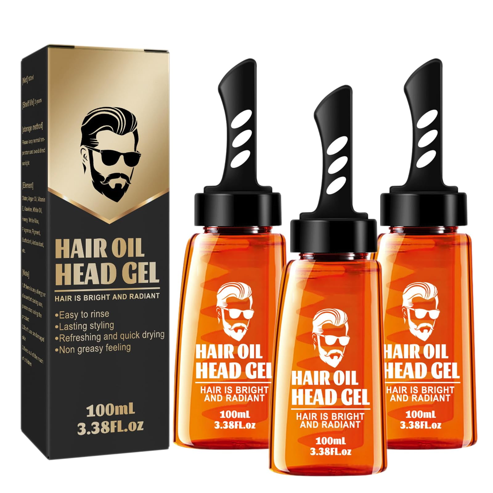 ADruer 2-in-1 Hair Styling Gel with Comb - Strong Hold Hair Wax Gel ...