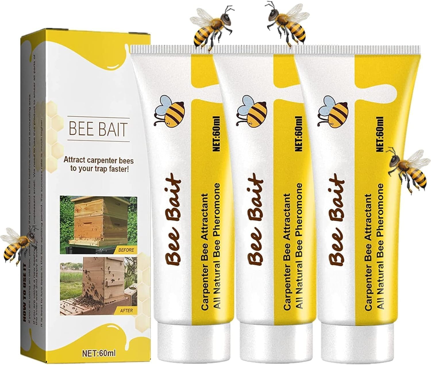 ADruer Carpenter Bee Trap Lure Bee Bait Attract More Bees to Your Traps ...