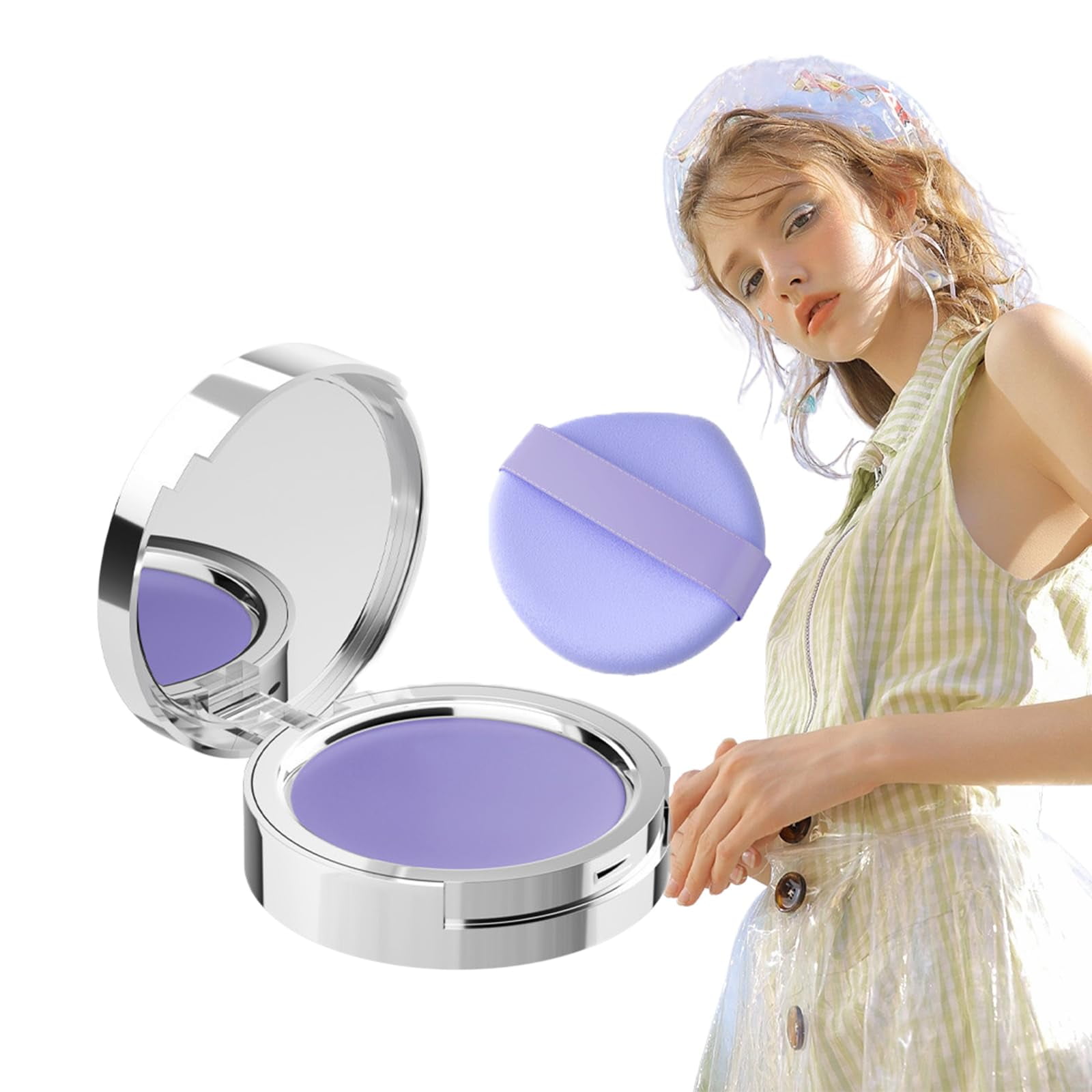 ADruer Chillab Lavender Matte Powder, Purple Cotton Tone Control Pact ...