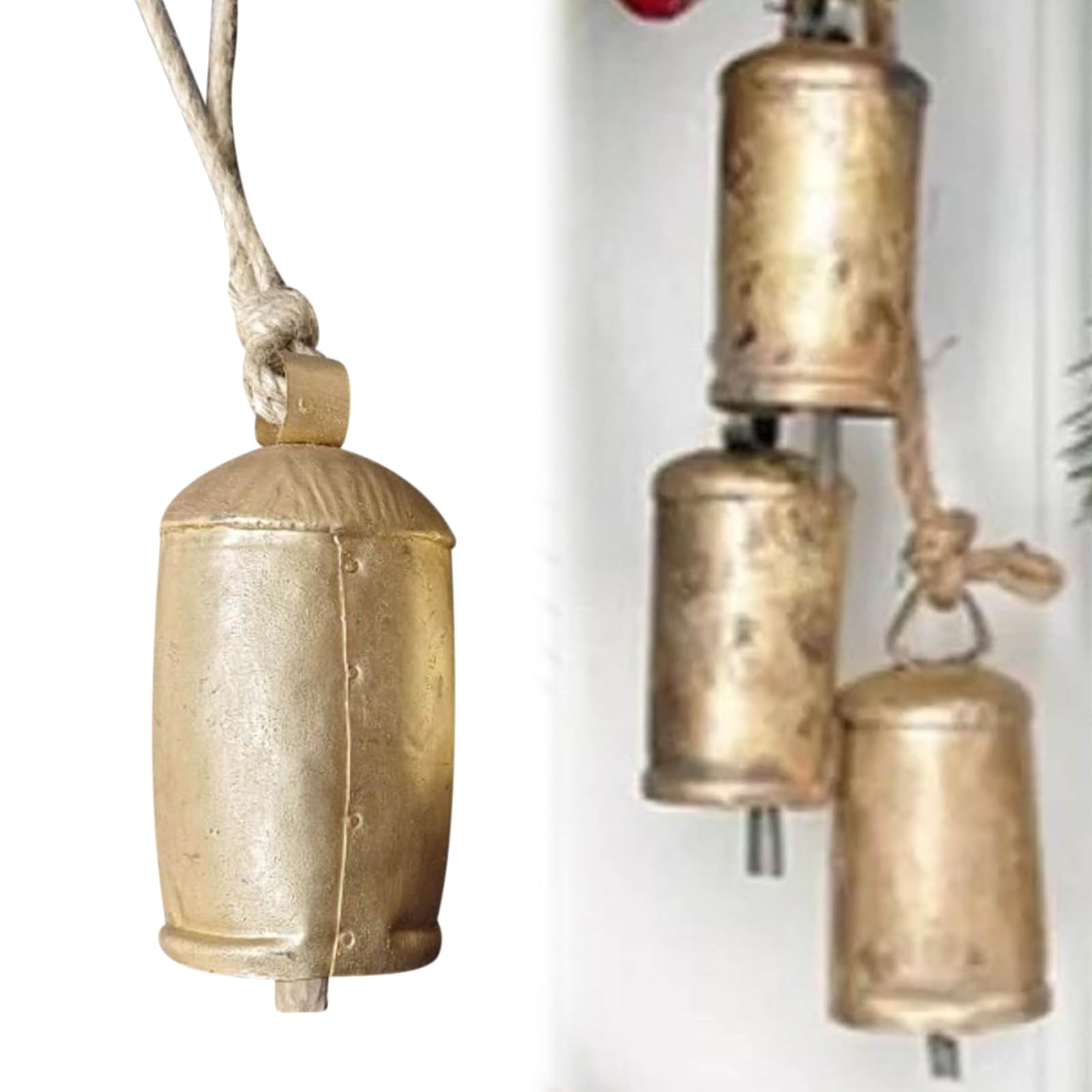 Christmas Cow Bells for Decoration, Vintage Handmade Gold Cowbell ...