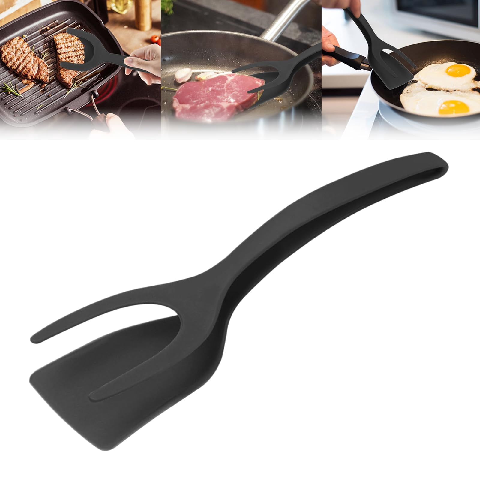 ADruer Cooking Tongs 2 in 1 Grip and Flip Spatula Tongs Egg Flipper ...