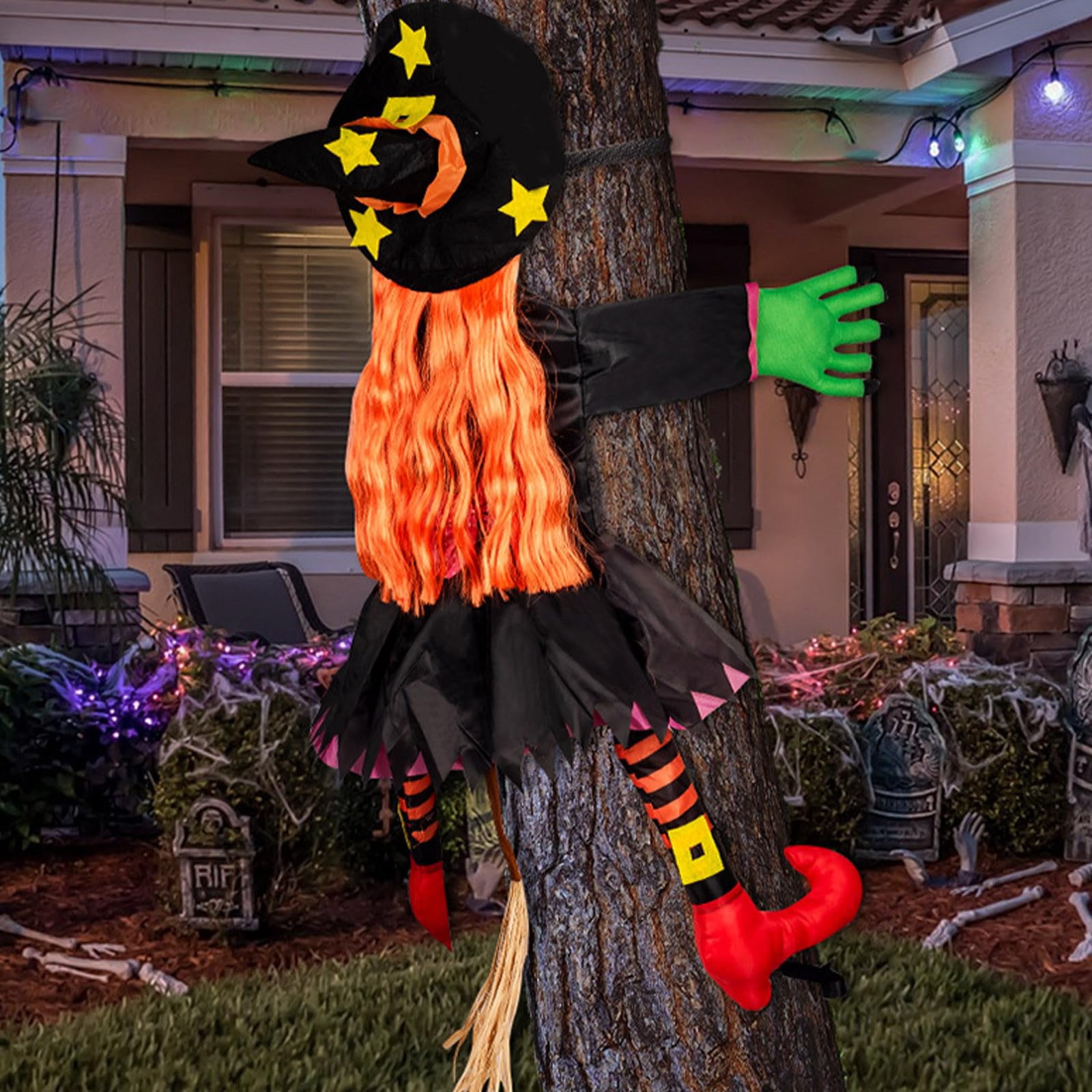 ADruer Crashing Witch Outdoor Decorations, Flying Crashed Witches Tree ...