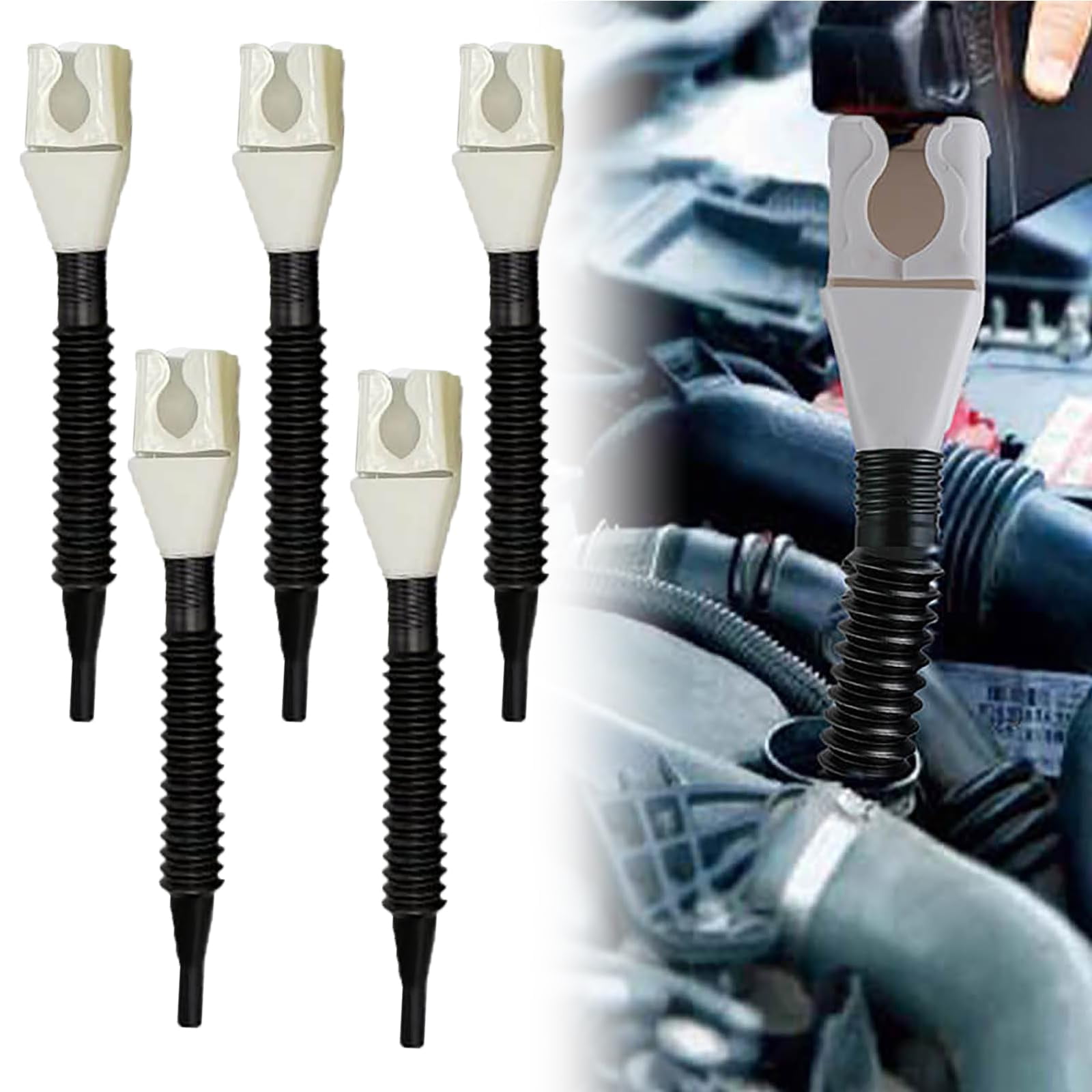 ADruer Flexible Draining Oil Snap Plastic Funnel, 5Pcs Universal Unnel ...