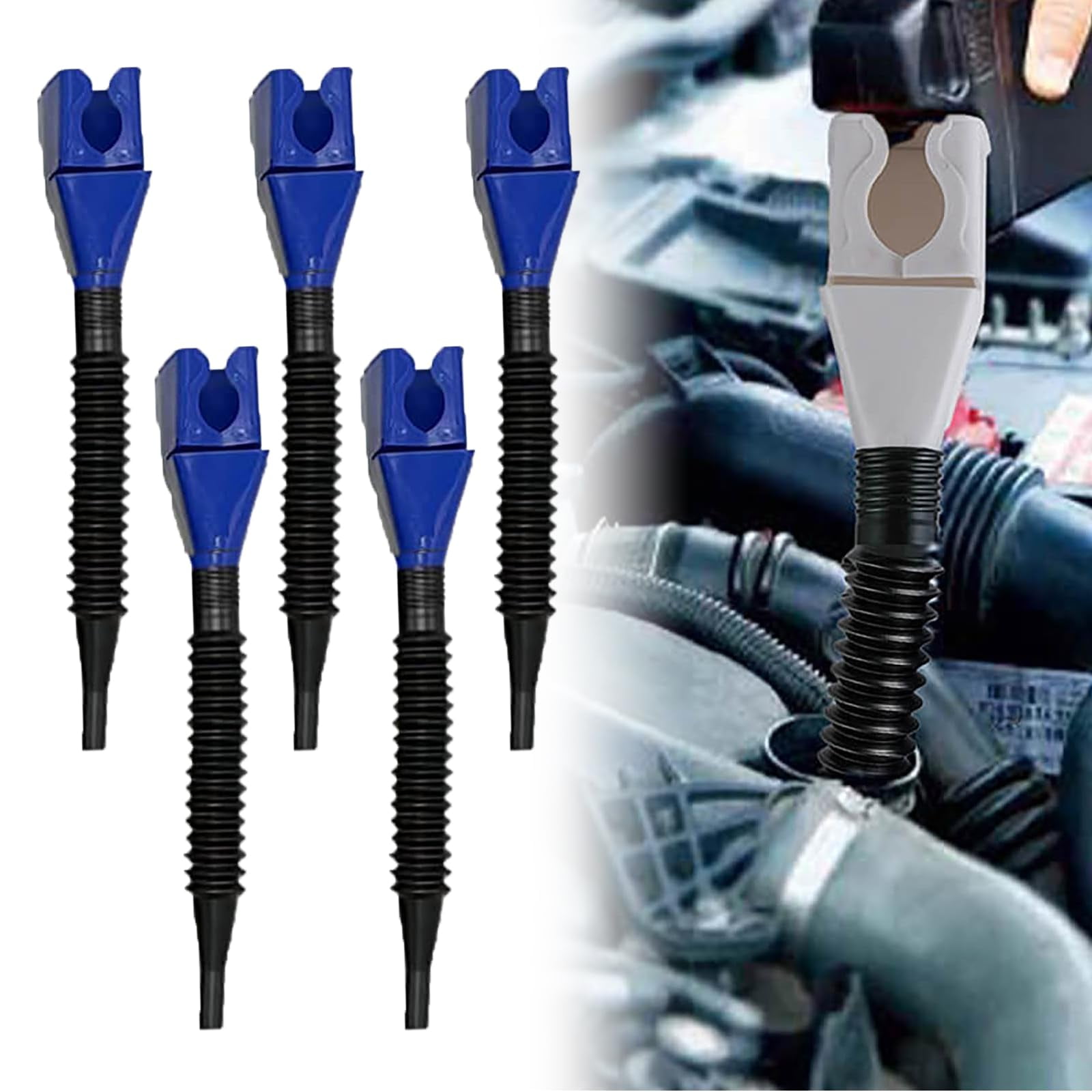 ADruer Flexible Draining Oil Snap Plastic Funnel, 5Pcs Universal Unnel ...