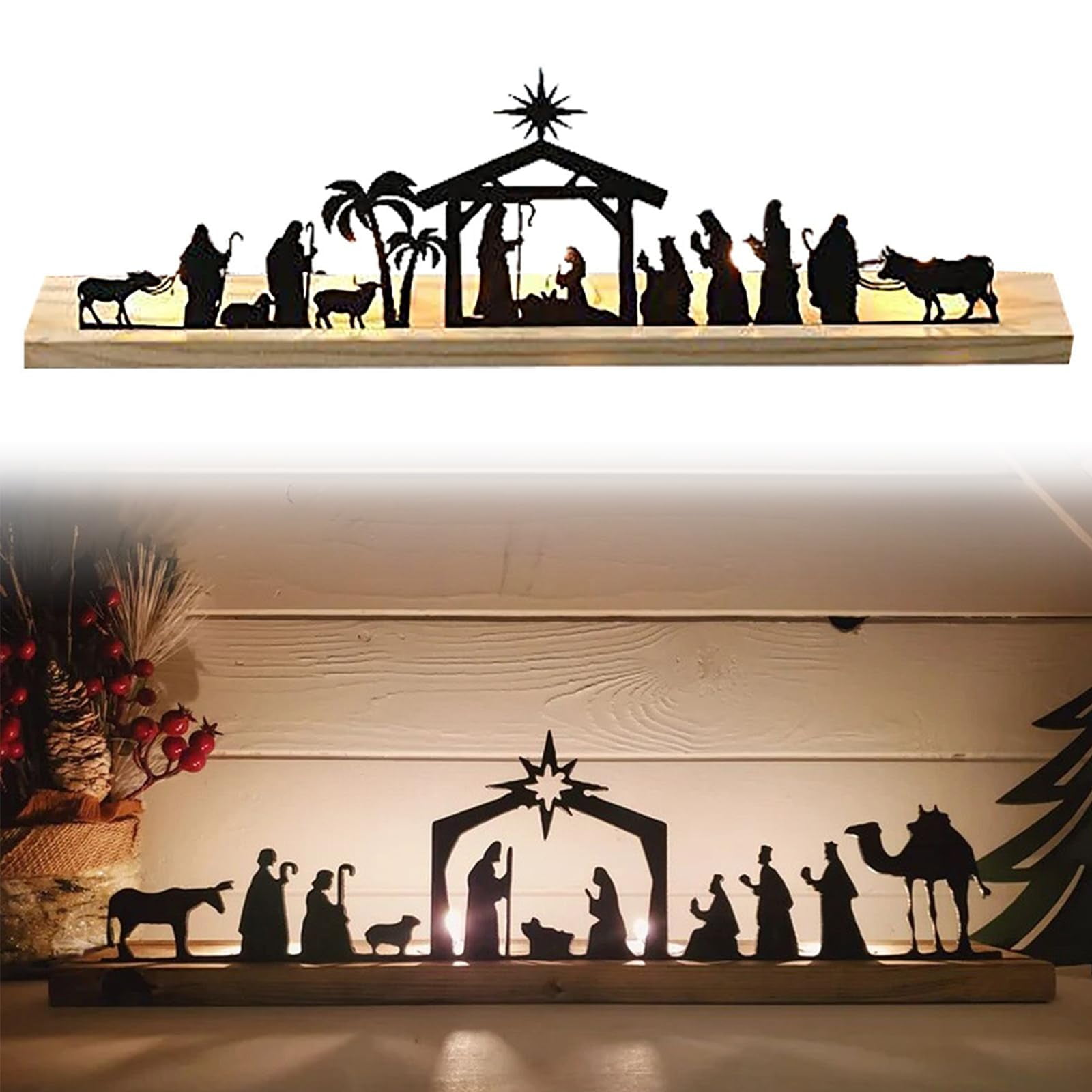 ADruer Nativity Sets for Christmas Indoor Decor Black Metal Nativity ...