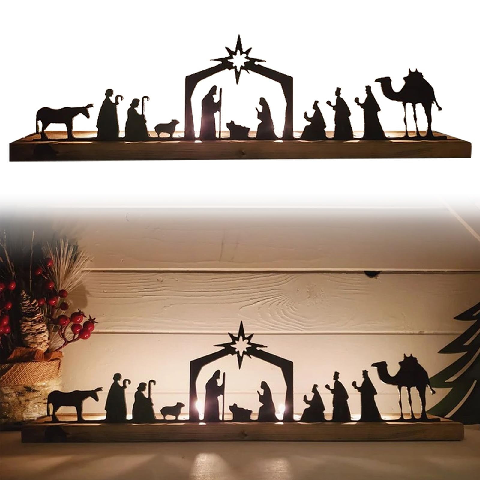 ADruer Nativity Sets for Christmas Indoor Decor Black Metal Nativity ...