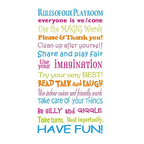 ADruer Rules of Our Playroom Vinyl Qutoes Wall Decals for Kids Family ...