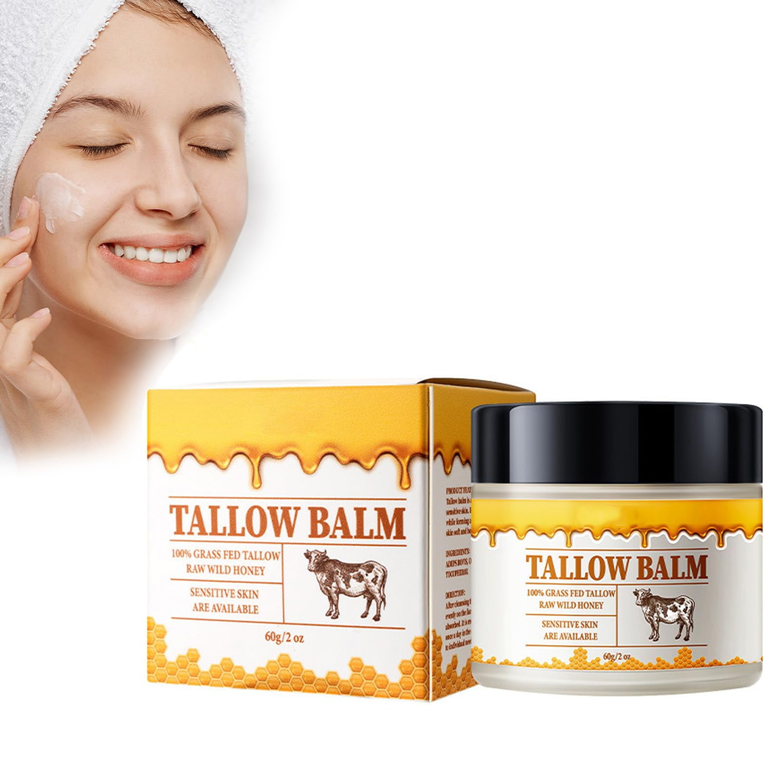 ADruer Tallow Honey Balm Grass Fed Organic Face Cream with Raw Wild ...